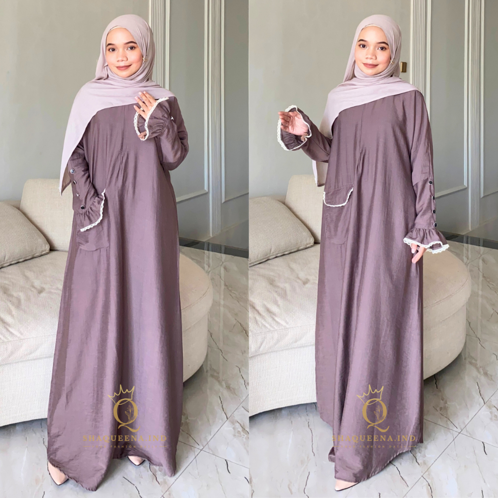Jual Abaya Gamis Dress Wanita Muslim Polo Linen Polos Busui aksen ...