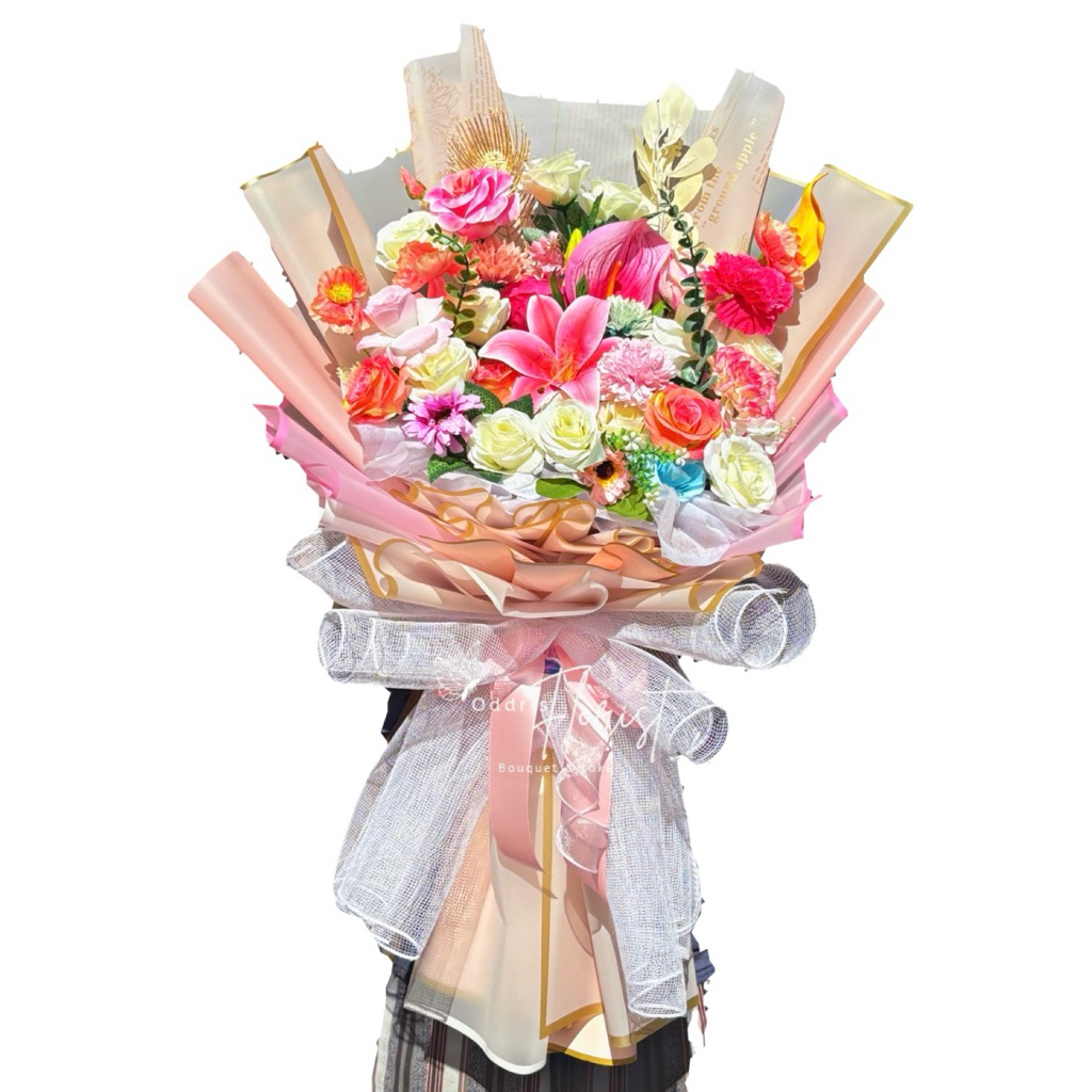 Jual Buket thumbelina/buket bunga artificial mix warna/buket graduation ...