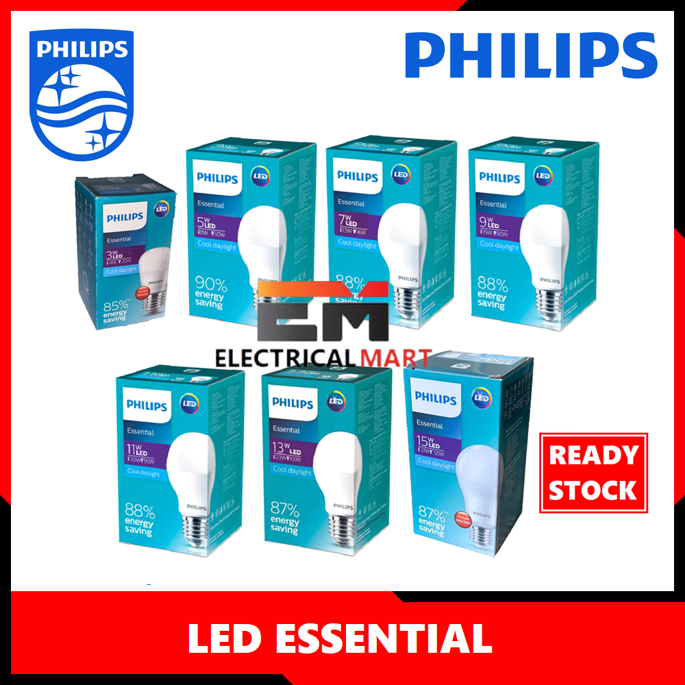 Jual Lampu Philips LED Essential 3W 5W 7W 9W 11W 13W 15W Putih Kuning 3 ...