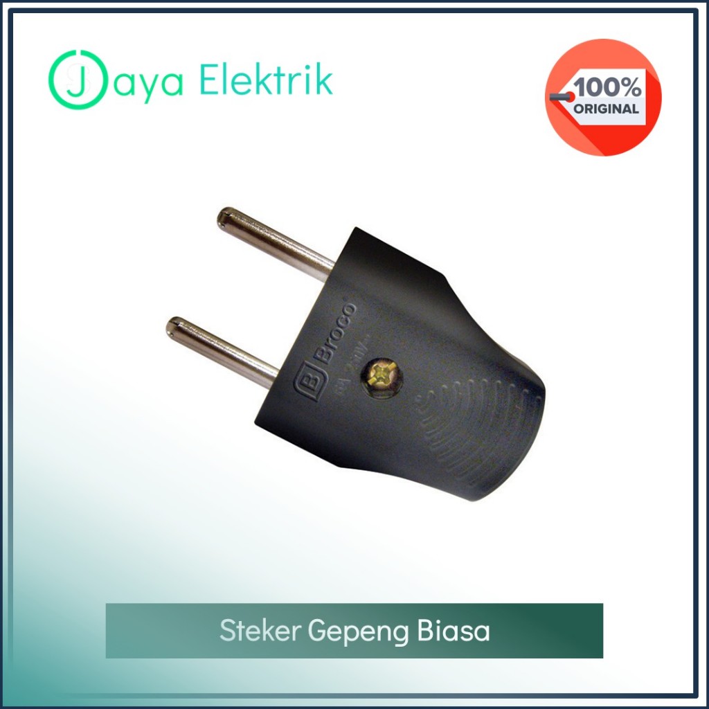 Jual [GROSIR] BROCO Steker Gepeng Biasa Hitam 344L Colokan Seteker ...