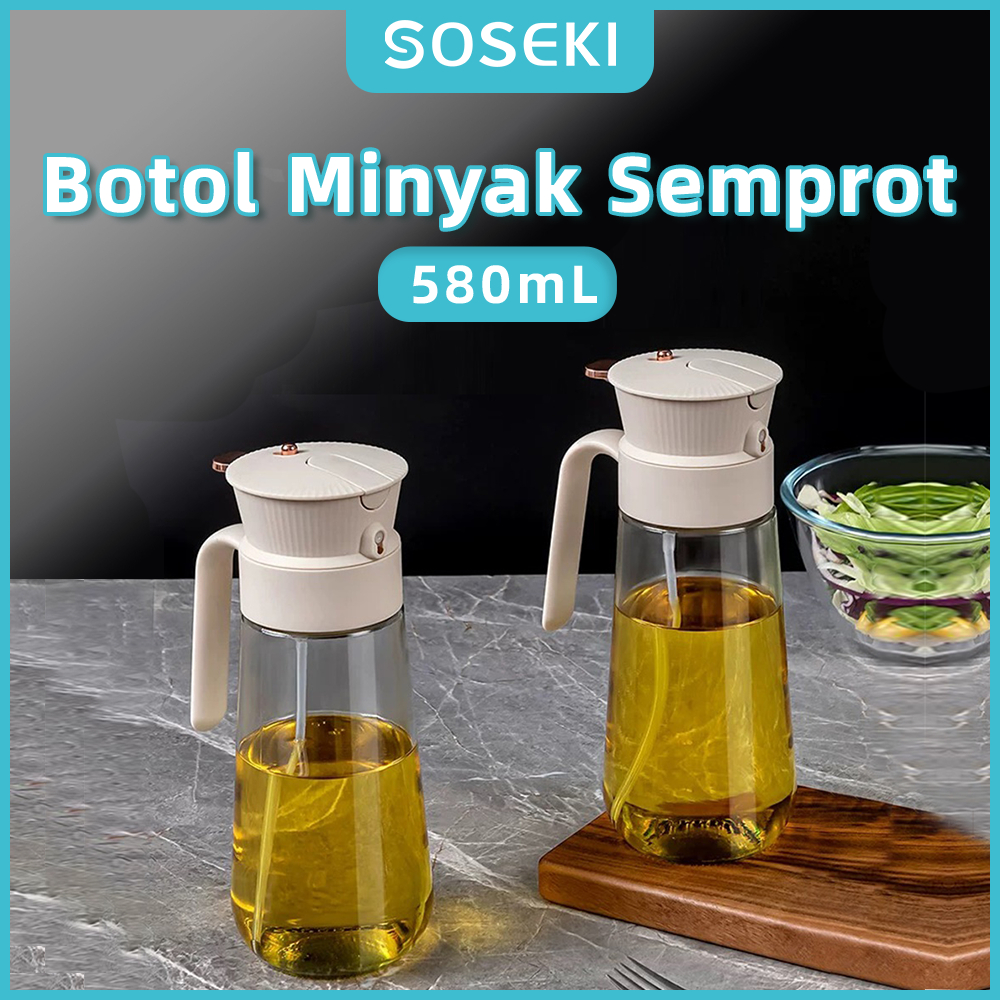 Jual SOSEKI Botol Minyak Semprot Goreng 2 in 1, 580ml Tempat Minyak, Wadah Minyak Goreng Kaca ...