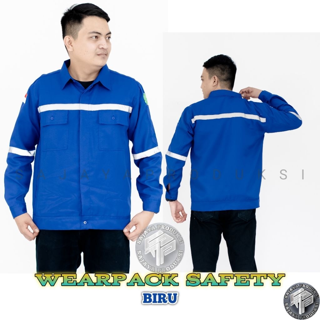 Jual Baju kerja proyek warna biru wearpack safety kemeja safety lengan ...