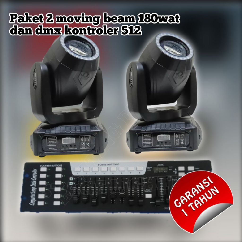 Jual Paket 2lampu moving beam 180wat dan dmx kontroller 512 | Shopee ...