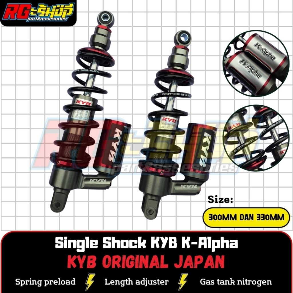 Jual Single Shock Shockbreker KYB Kayaba K-Alpha 300mm 330mm Mio Fino Soul Beat Scoopy Vario 125 ...