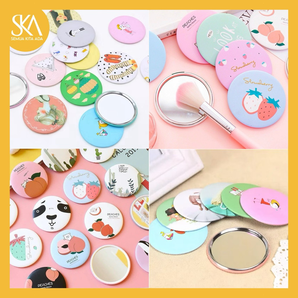 Jual Kaca Bulat Kecil Make Up Traveling Small Pocket Bag Mirror Lucu ...