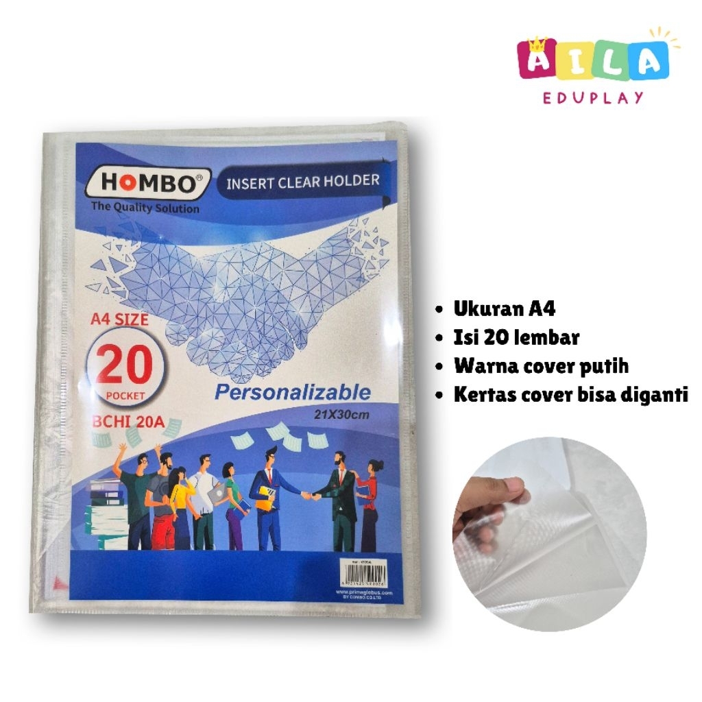 Jual Clear Holder Ukuran A4 20 Lembar Merek Hombo | Map Plastik/Display ...