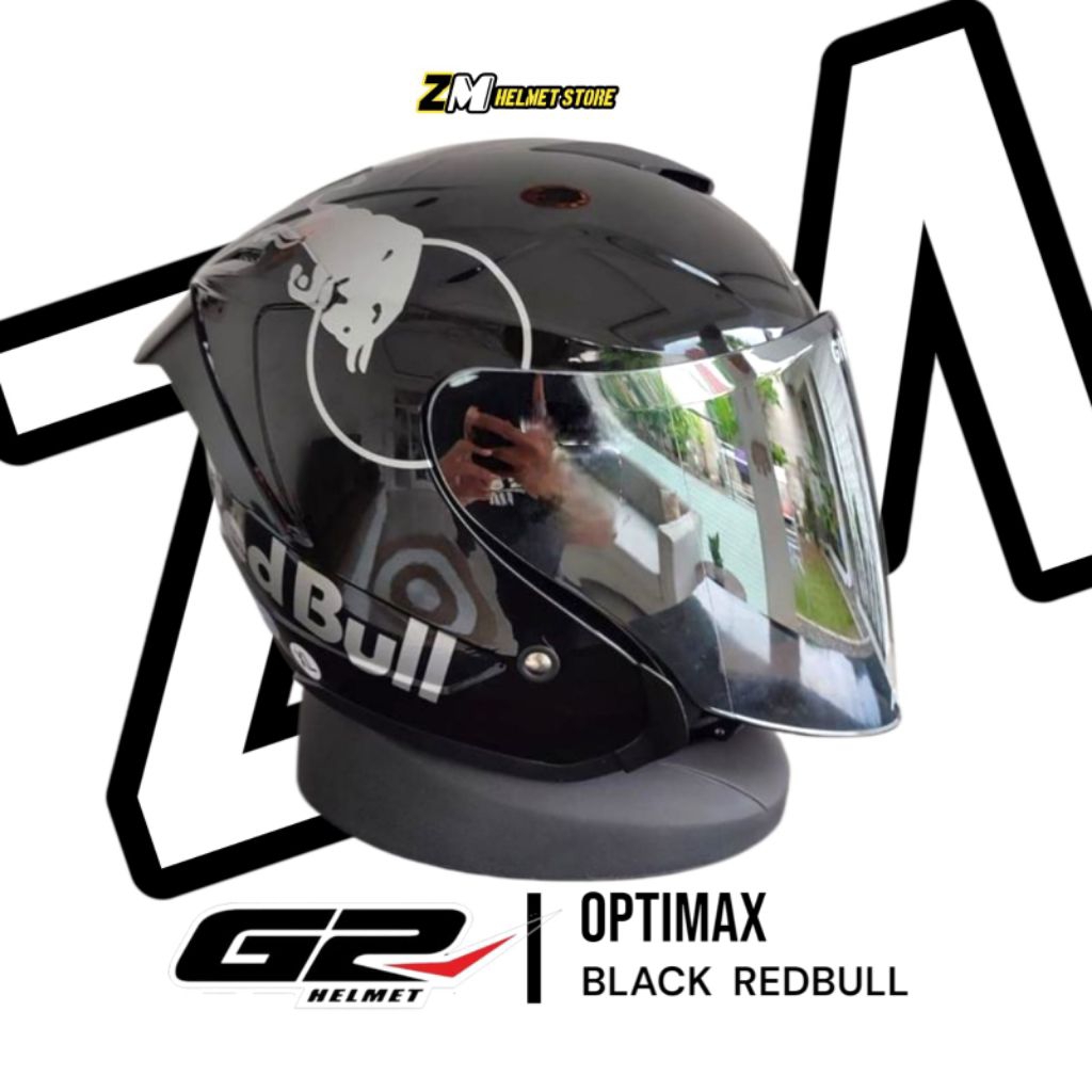 Jual Helm G2 OPTIMAX Solid Motif Redbull Free Spoiler tambahannya Half ...