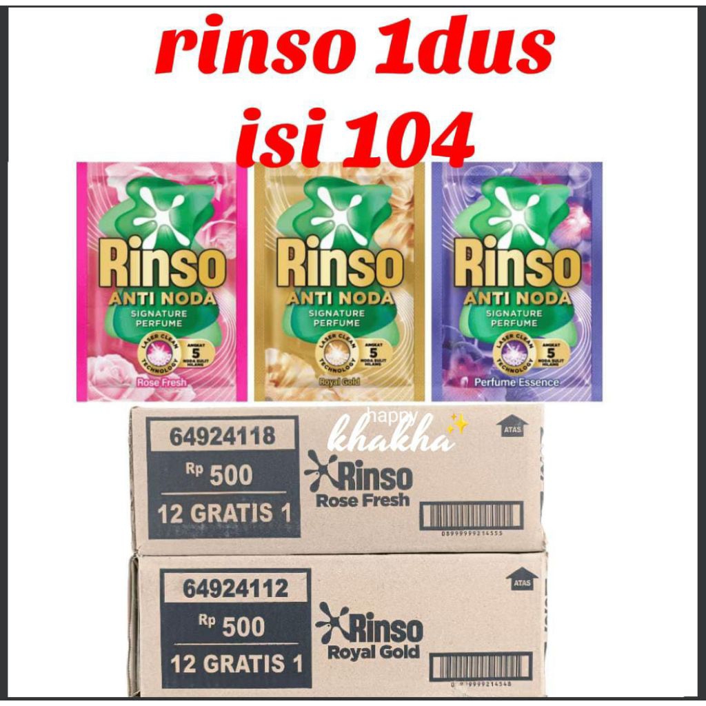 Jual 1 DUS RINSO CAIR 20g 104 SACHET KEMASAN 500 ANTI NODA | Shopee ...