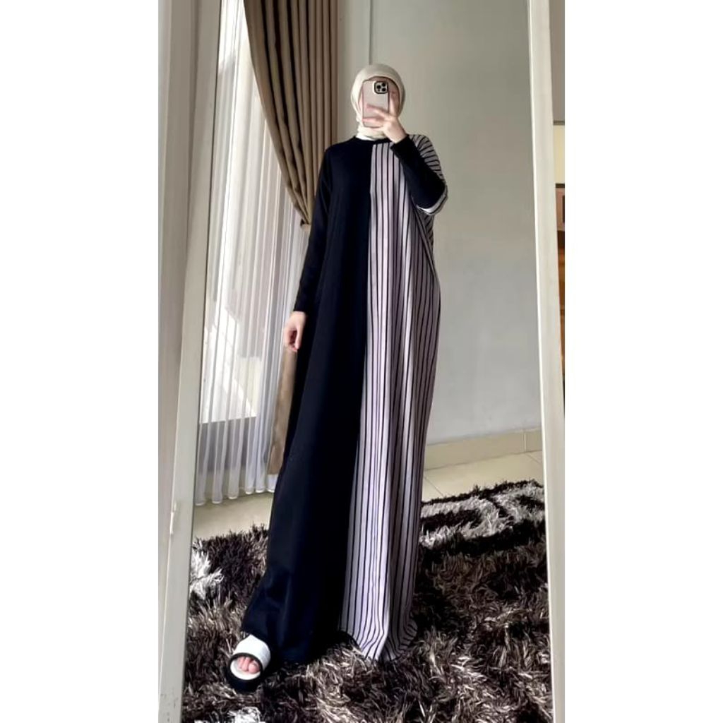 Jual Gamis batwing knit salur premium | Shopee Indonesia
