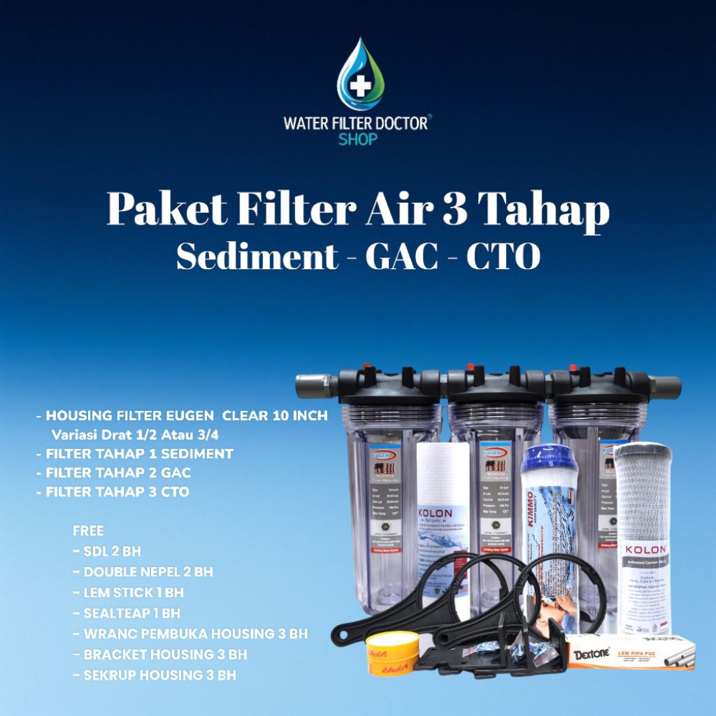 Jual PAKET FILTER AIR SUMUR ATAU PDAM 3 TAHAP / PAKET HOUSING FILTER ...