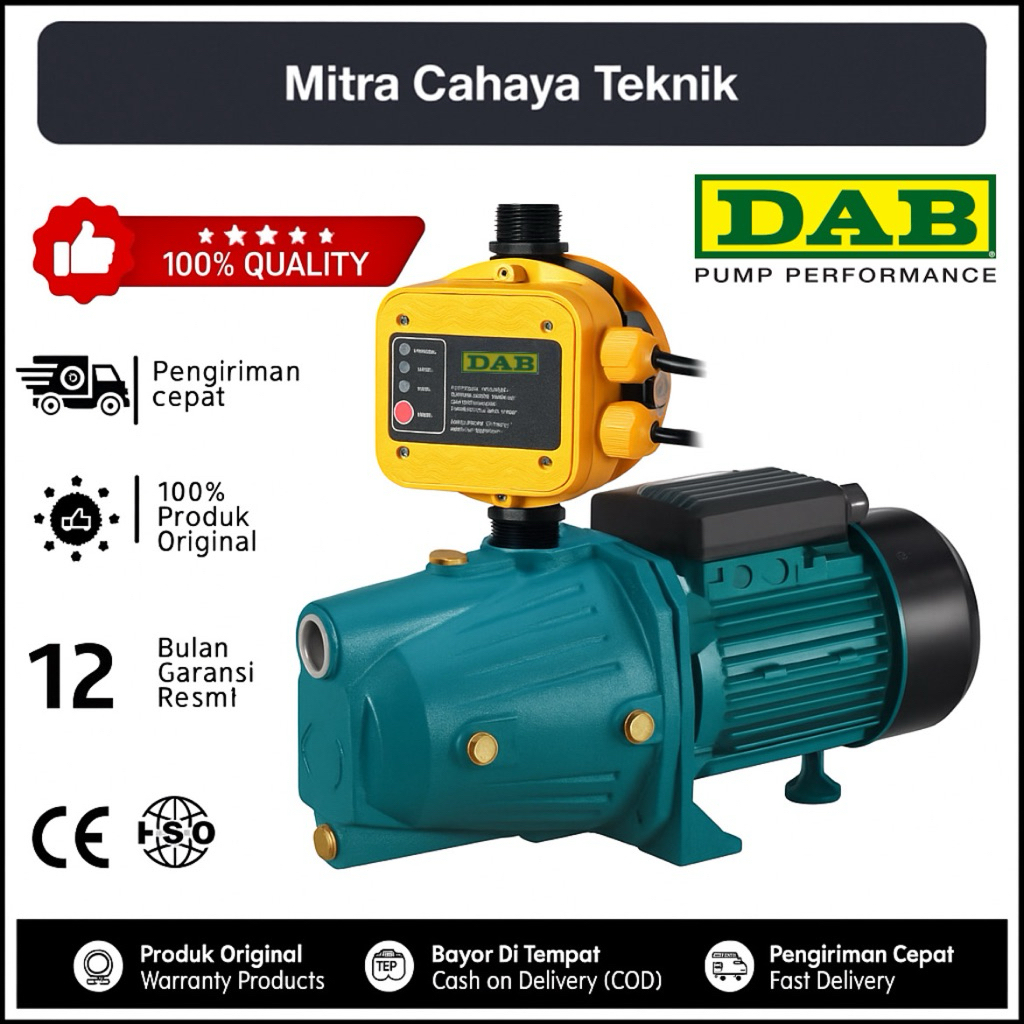 Jual Pompa Air DAB Automatic Semi Jet Pump Jet-250 Watt Dorong 50 Meter DAB JET250 | Shopee ...