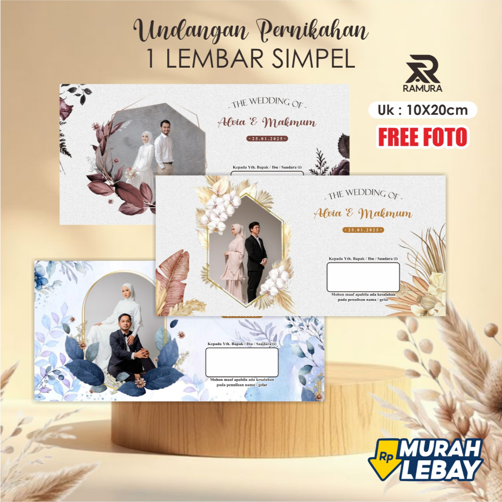 Jual Undangan Pernikahan 1 Lembar Timbal Balik (1 Lembar_L) ( Free ...