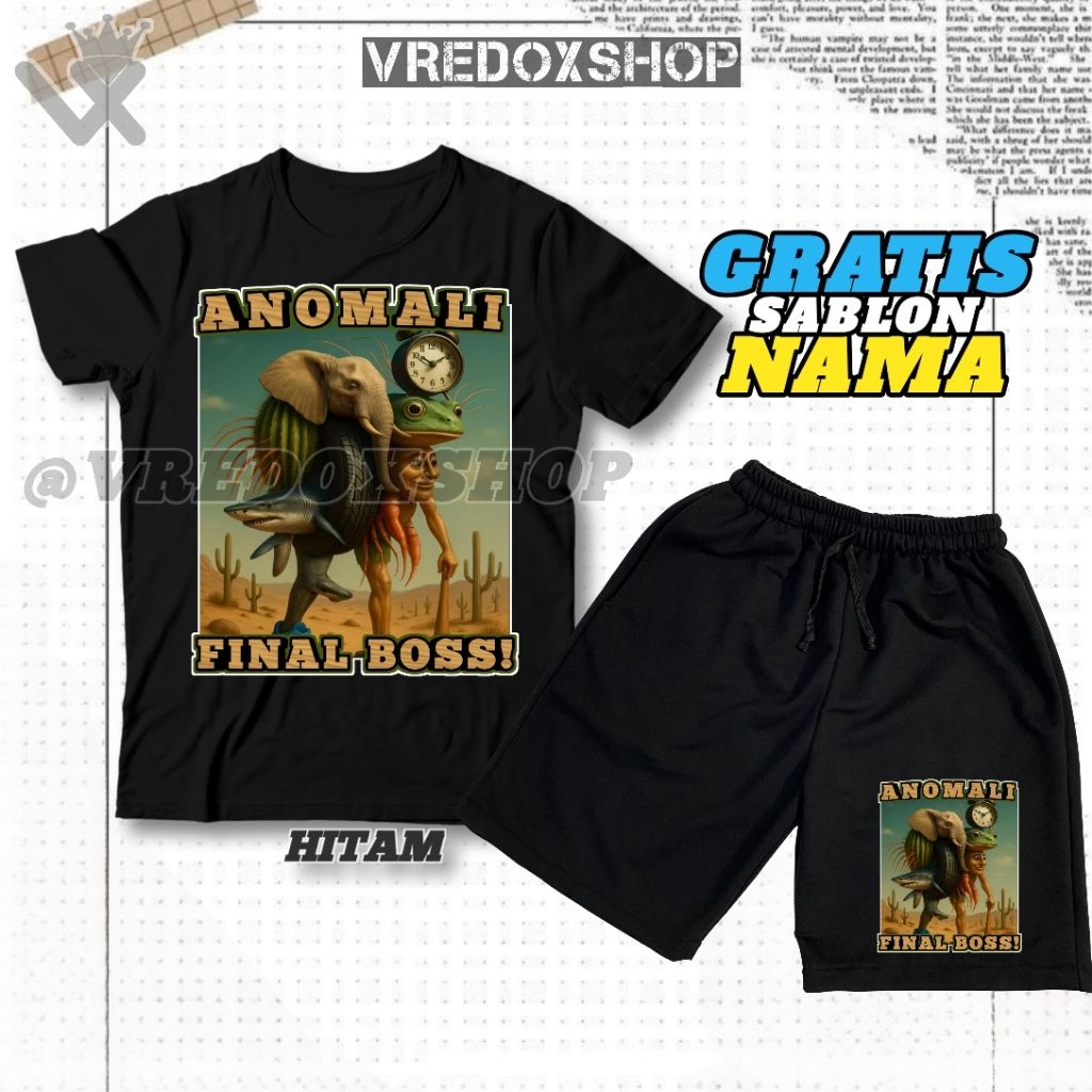 Jual (Free Nama) Setelan Kaos Celana Pendek Anak Motif Anomali Brainrot ...