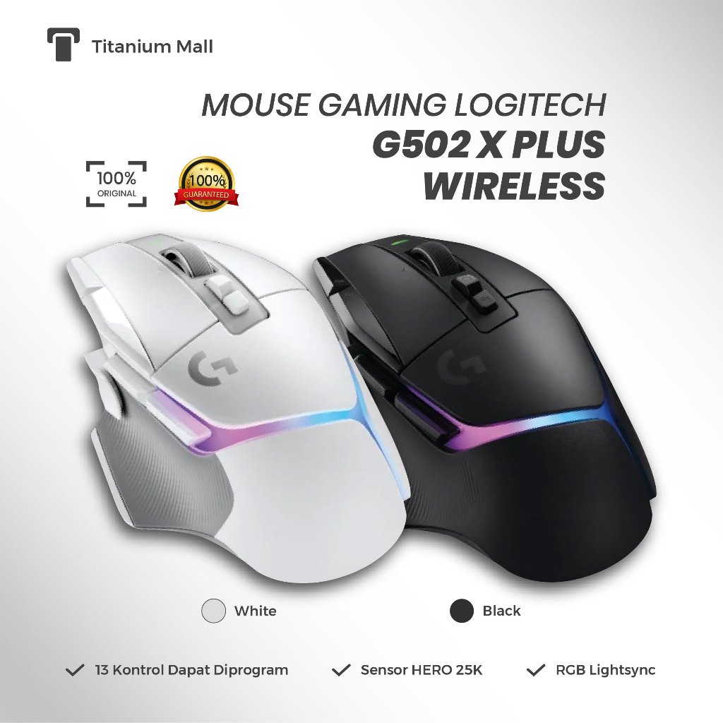 Jual Logitech G502 X Plus Wireless RGB Gaming Mouse HERO 25K Sensor Performa Maksimal, Desain ...