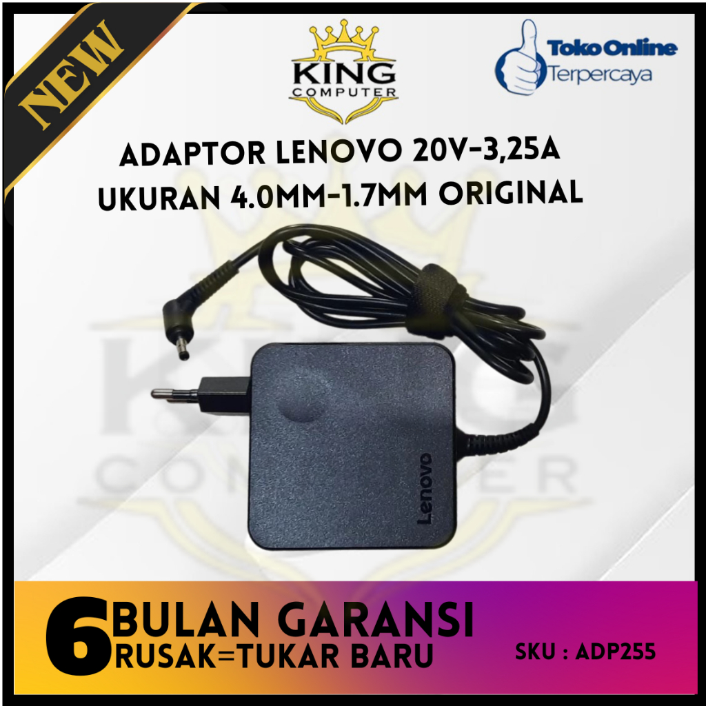 Jual ADAPTOR CHARGER LENOVO 20V-3.25A Colokan 4.0MM-1.7MM COLOKAN KECIL ...