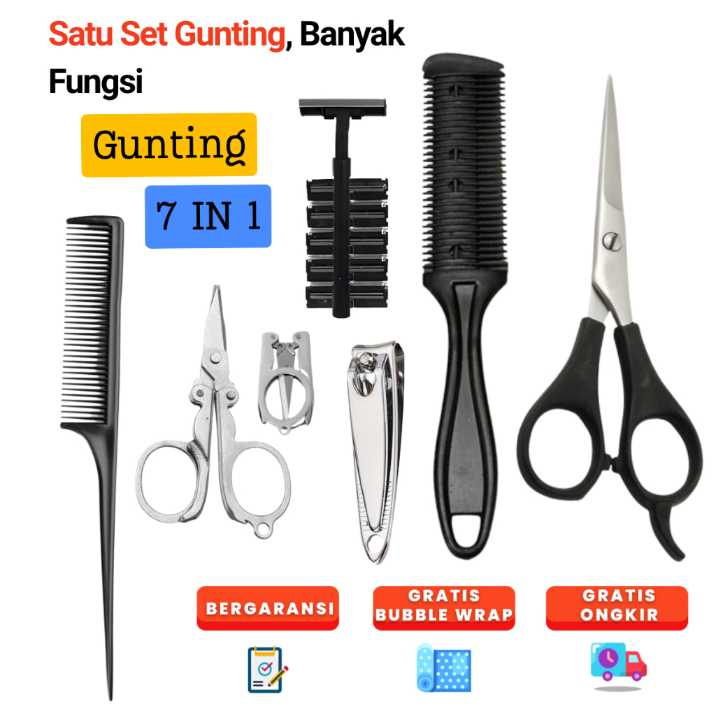 Jual Alat Cukur Set styling rambut 7in1 Rambut Gunting Sisir Sasak ...