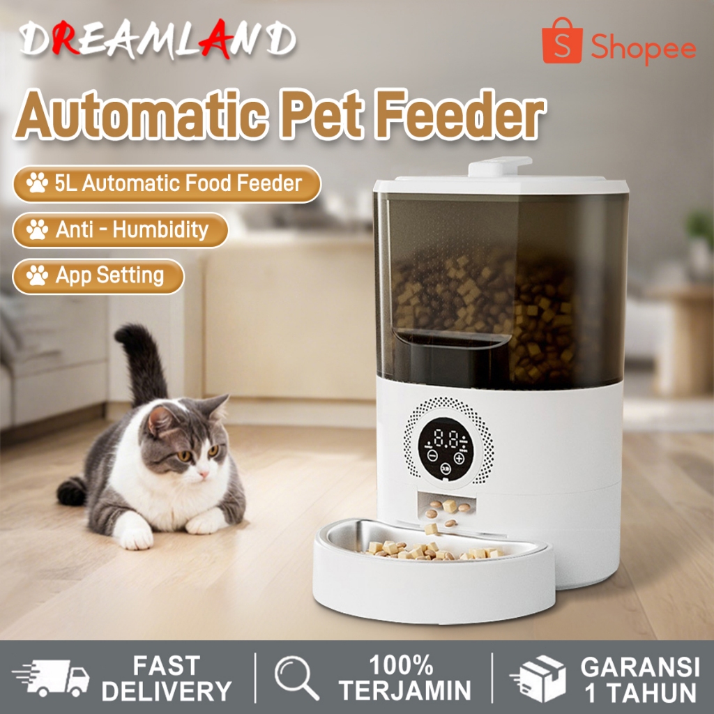Jual DL dispenser kucing Smart Pet Feeder Automatic 5L Feeder APP WIFI ...