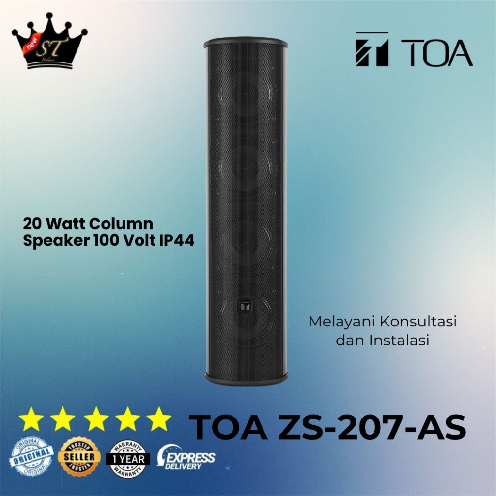 Jual TOA ZS-207-AS ZS207 Speaker Column Wall Mount 20 Watt Tembok Dinding IP44 100V Trafo High ...