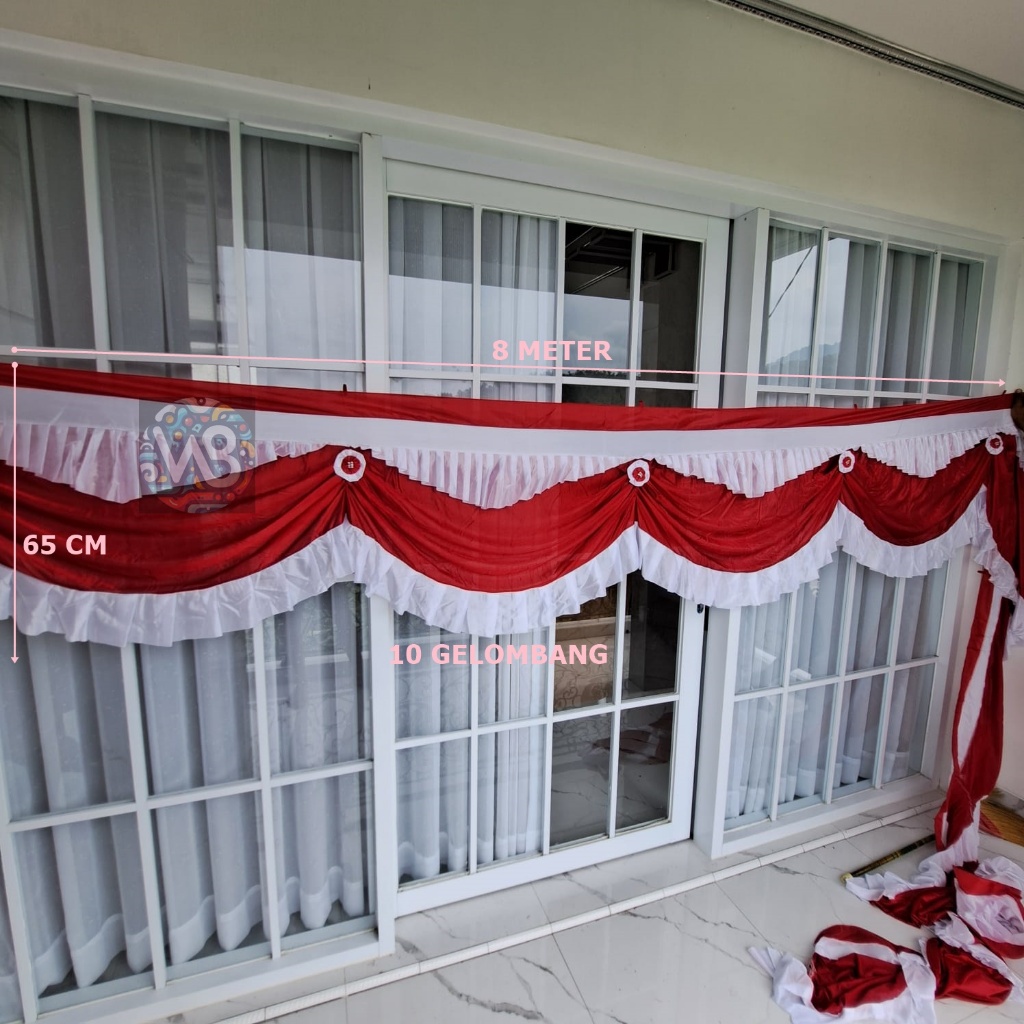 Jual BENDERA BACKGROUND MODEL PONI PANJANG 8 METER MERAH PUTIH | Shopee ...