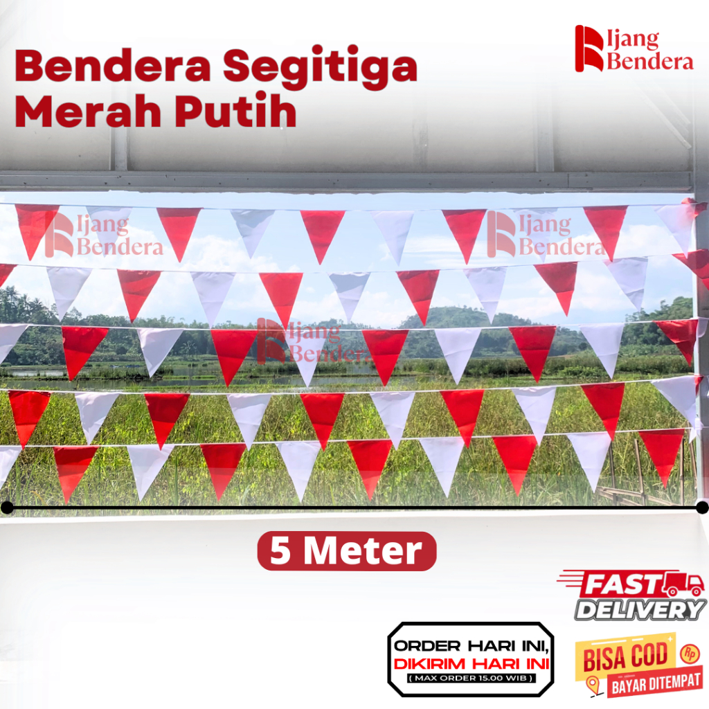 Jual BENDERA RENTENG SEGITIGA MERAH PUTIH DAN WARNA ISI 20 DAUN ...