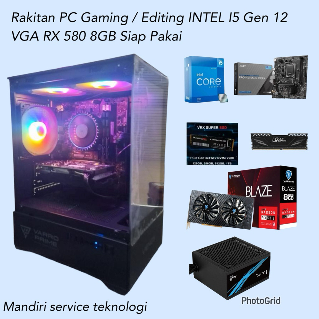 Jual Rakitan PC Gaming / Rendering Intel Core i5 12400F Gen 12 LGA 1700 VGA RX 580 8GB DDR5 Siap ...