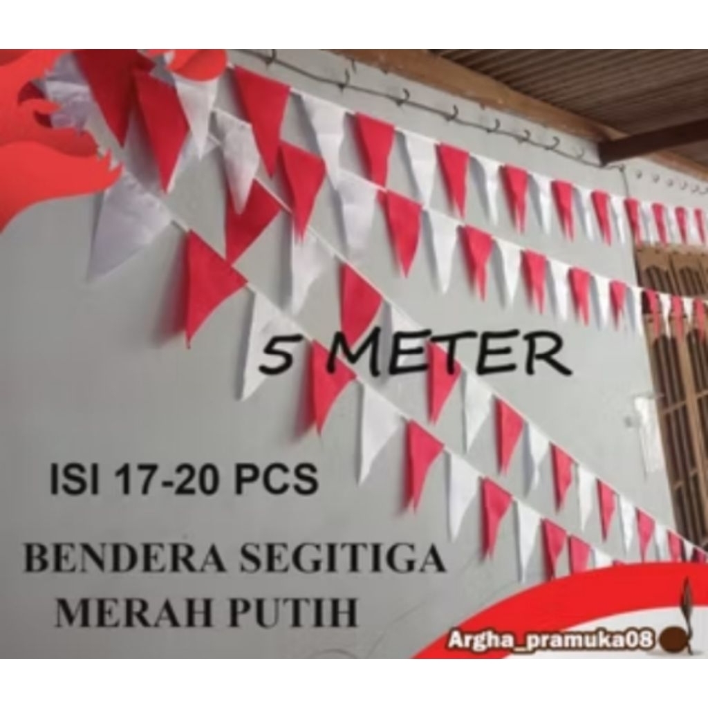Jual 5 meter Bendera hias/ Bendera kain segitiga / Bunting flag ...