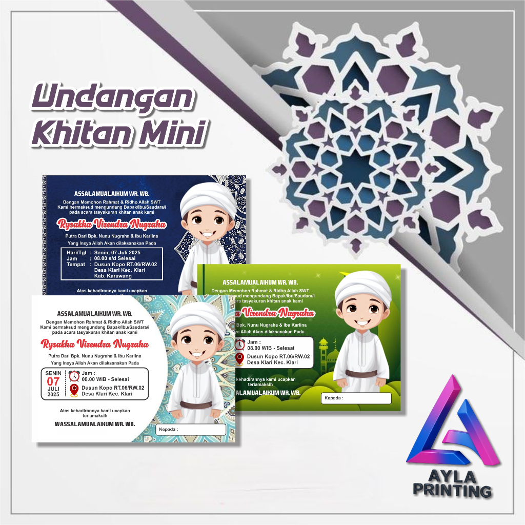 Jual Undangan Khitan Mini Free Custom Desain dan Foto | Undangan ...