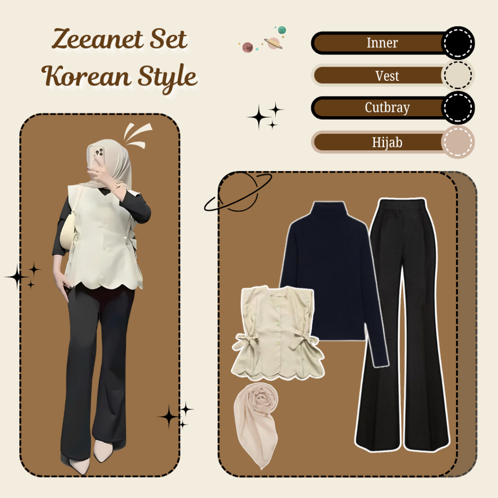 Jual Zeeanet One Set Hijab { Manset + Vest + Cutbray + Hijab } Set ...