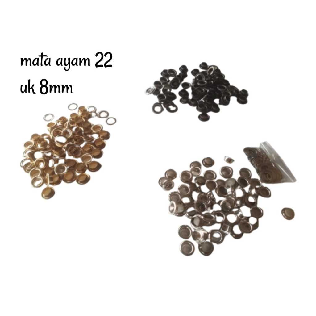 Jual mata ayam eyelet 8mm / mata ayam 22 + ring / isi 100 pcs | Shopee ...