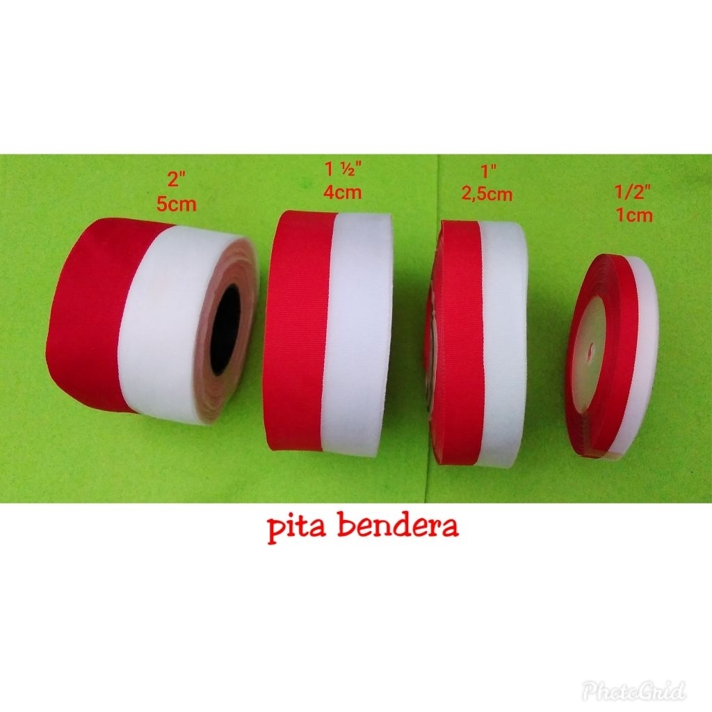 Jual PITA BENDERA / PITA MERAH PUTIH UK 1,5CM, 2,5CM, 4CM, 5CM (ROL ...