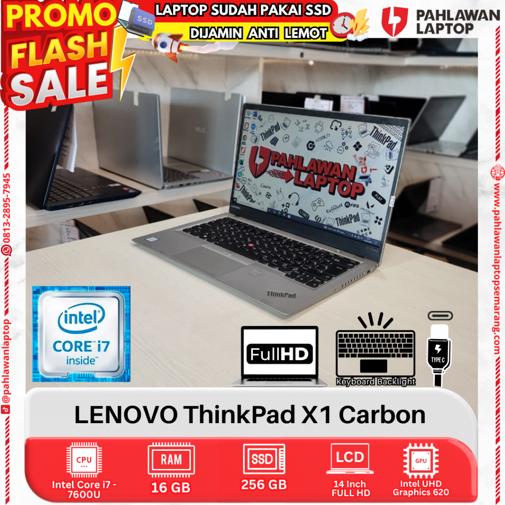 Jual LAPTOP LENOVO ThinkPad X1 Carbon Core i7 GEN 7 RAM 16GB SSD 256GB ...