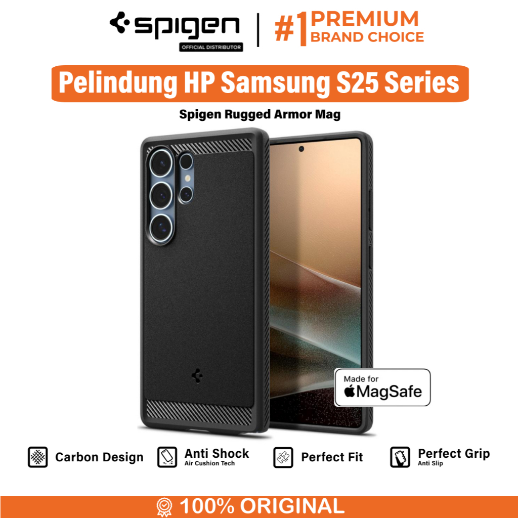 Jual Case Samsung Galaxy S25 Ultra Plus Spigen Rugged Armor Magnetic MagSafe Anti Crack Carbon ...