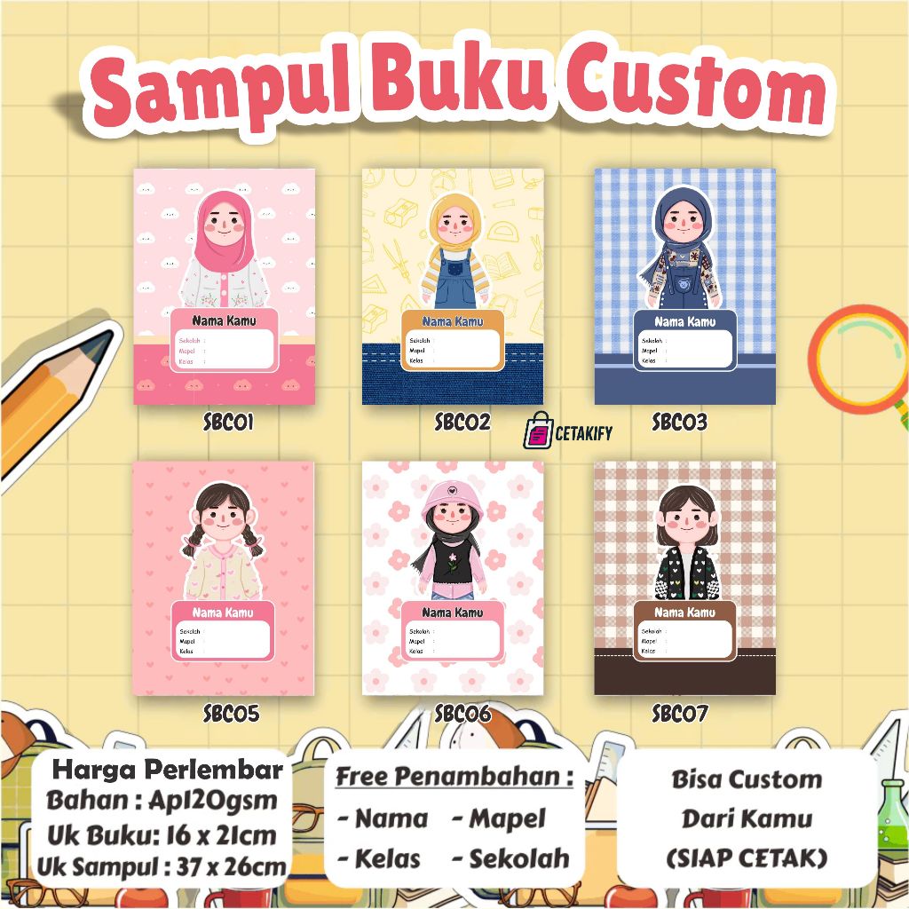 Jual Sampul Buku CustoSampul Buku Custom Nama / Sampul Buku Custom ...