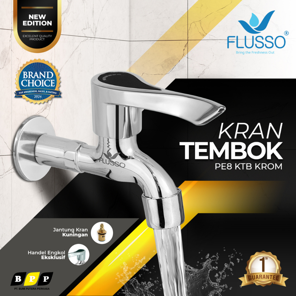 Jual FLUSSO Kran Air Tembok Drat 1/2 Catridge Kuningan Garansi 1 Tahun ...