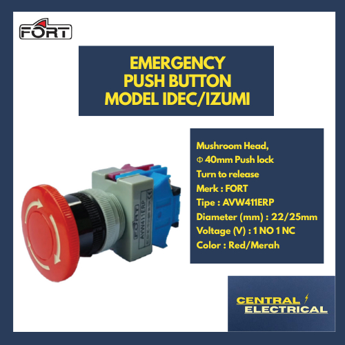 Jual FORT Emergency Push Button Model IDEC/IZUMI Red/Merah merk FORT ...