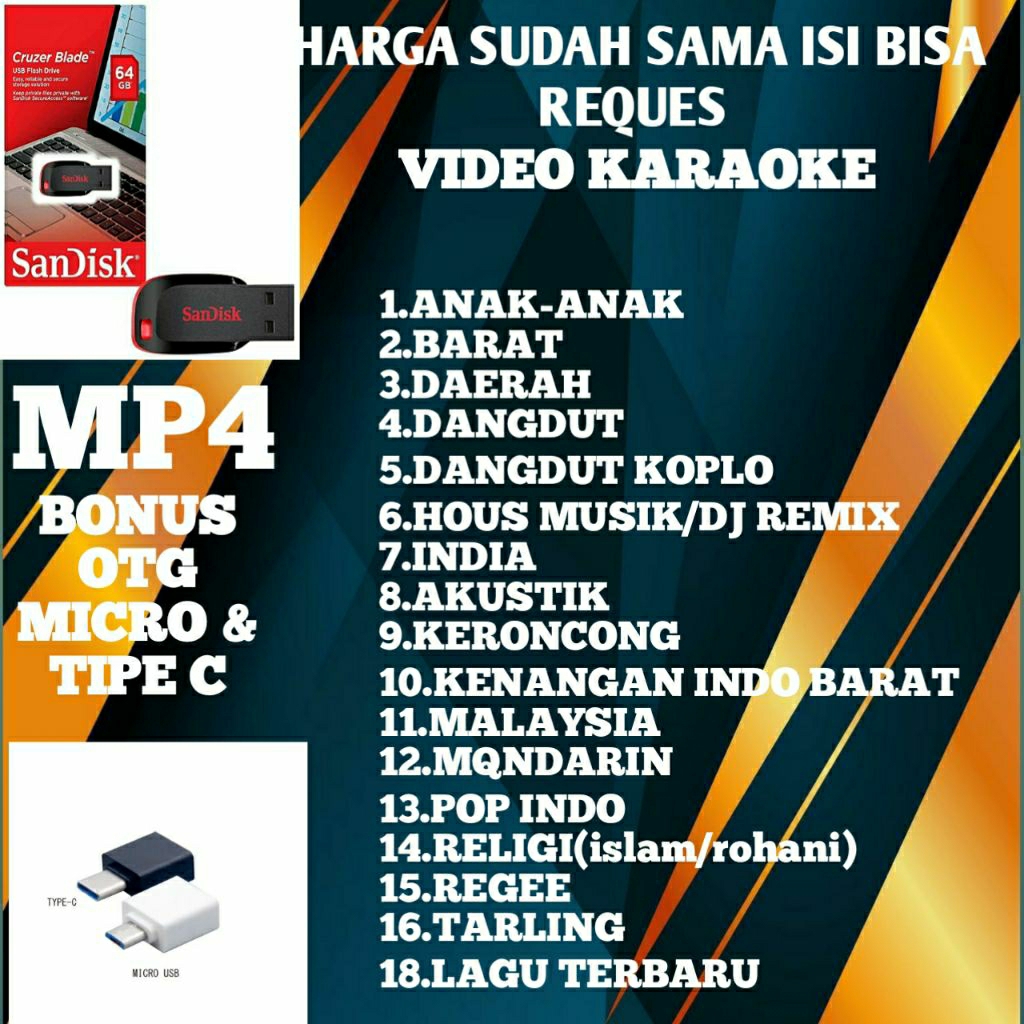 Jual usb flasdis isi mp4 karaoke 2000lagu bisa reques | Shopee Indonesia