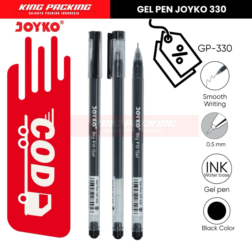 Jual JOYKO Gel Pen GP-330 Pulpen Joyko Hitam COD | Shopee Indonesia