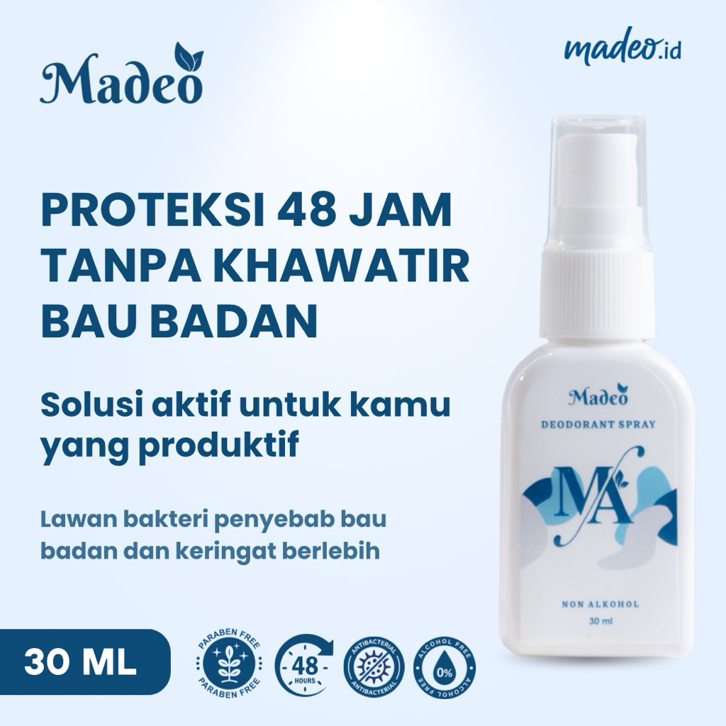 Jual MADEO Mini Deodorant Spray 30ml – Tawas Alami, Anti Bau Badan ...
