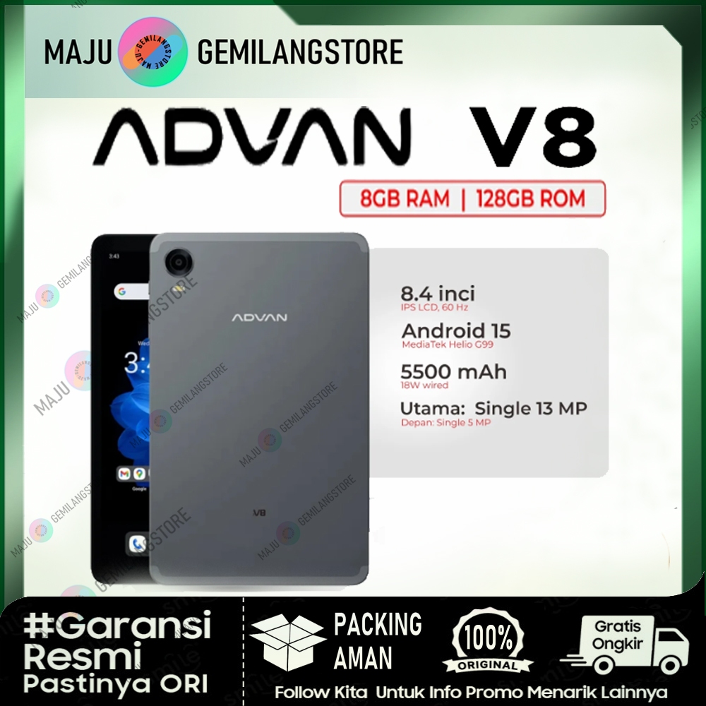 Jual ADVAN TAB V8 MTK G99 8GB+8GB/128GB IPS 1920*1200 ANDROID 14 Tablet ...
