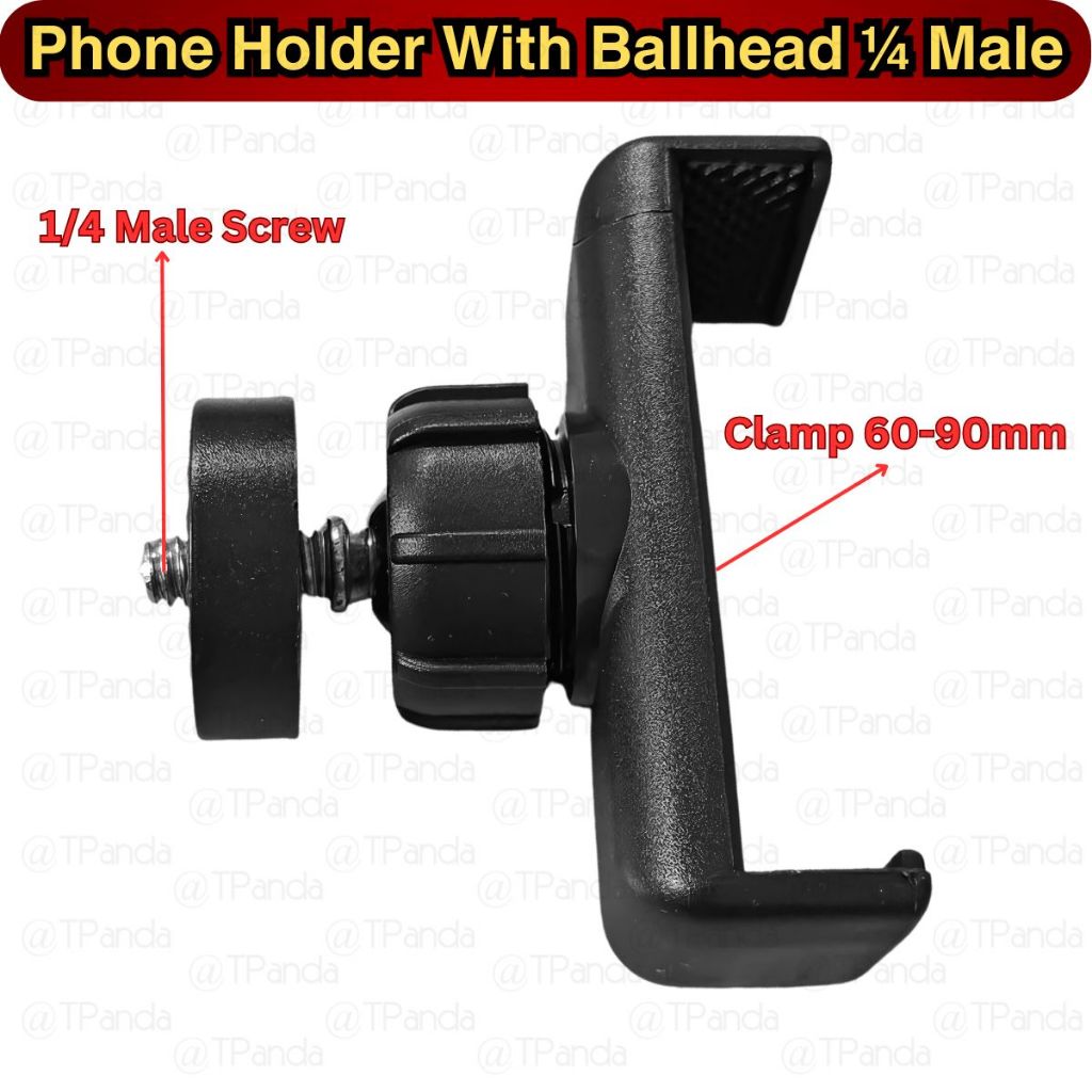 Jual SMARTPHONE HOLDER U Dengan Ballhead 1/4 Male, Bracket Bola Sekrup ...