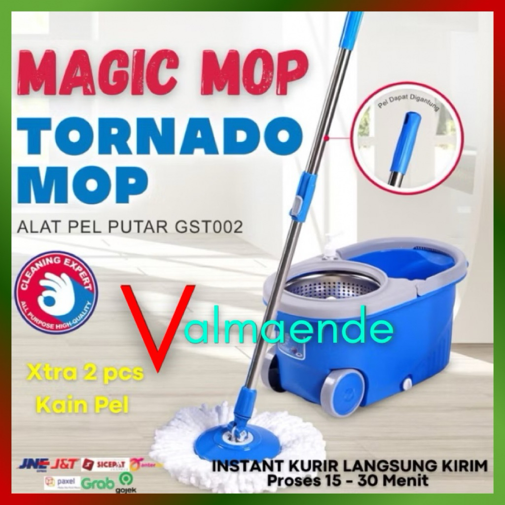 Jual PEL LANTAI Set Alat Pel Putar Otomatis Stainless Steel 3 in 1 ...