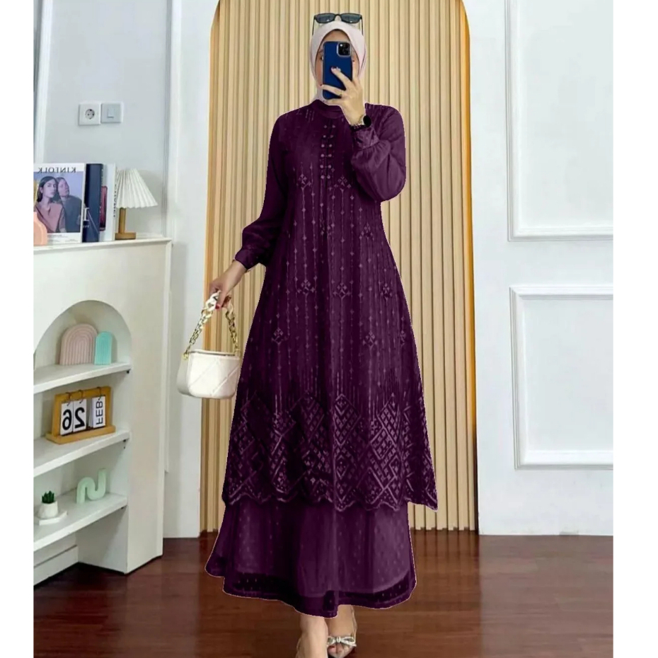 Jual Liza Dress Brokat Terbaru 2025 Kekinian Silk Premium Burgundy ...