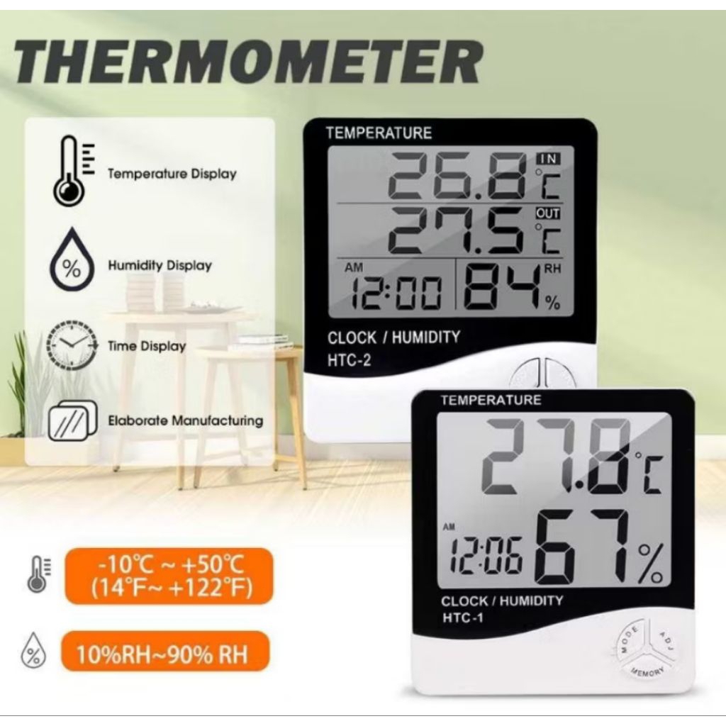 Jual HS Hygrometer Thermometer HTC-1/Termometer Ruangan Digital LCD ...