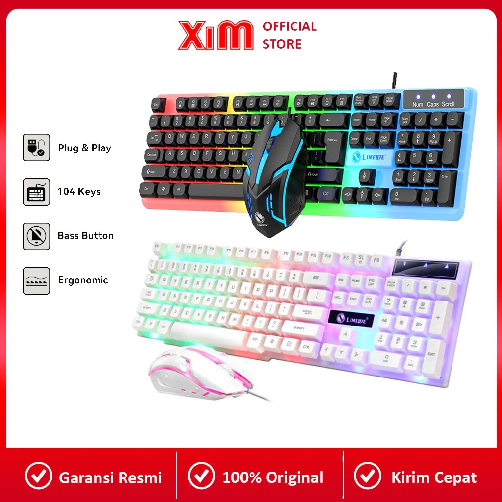 Jual Xim PC Keyboard Mouse RGB Gaming dengan Lampu RGB Cahaya ...