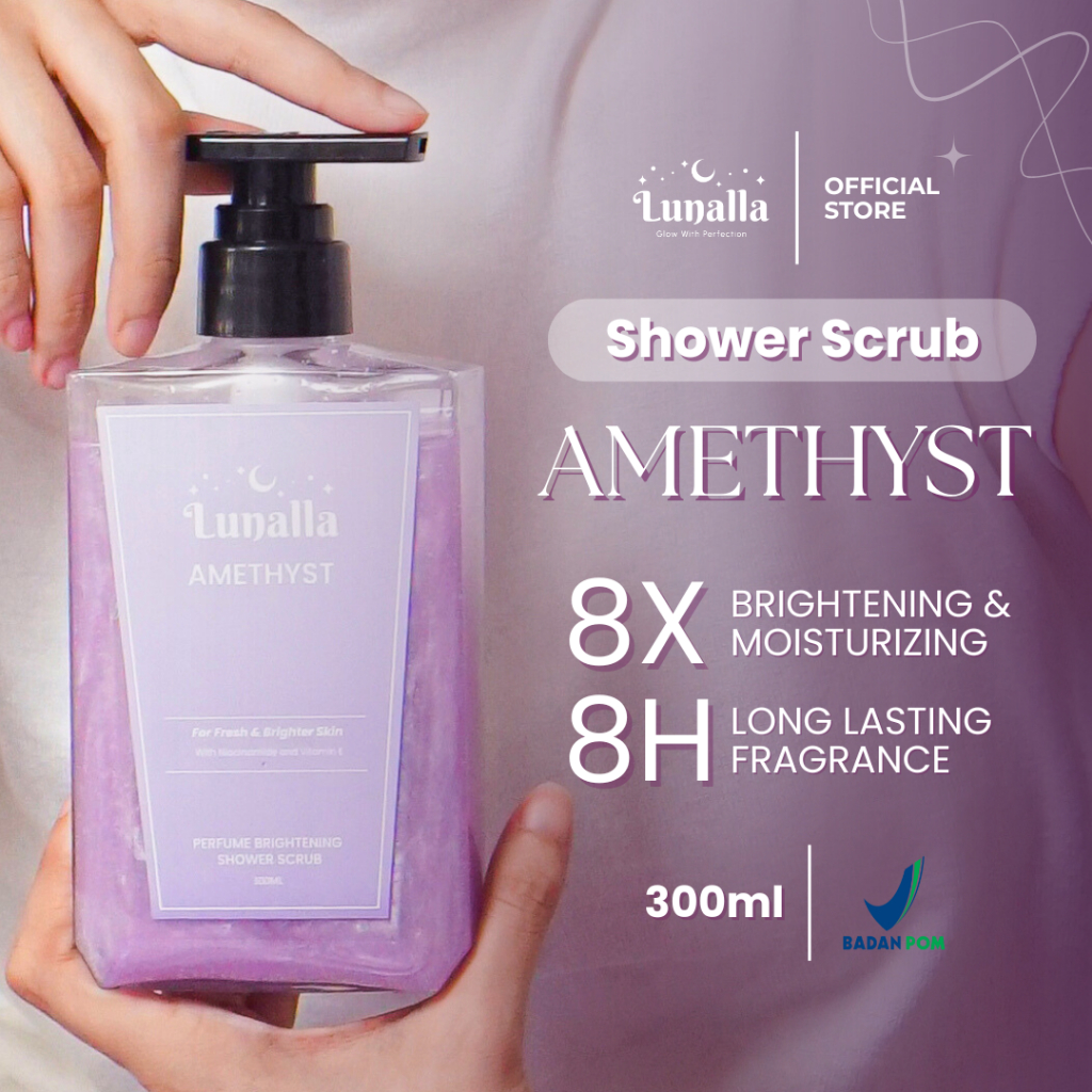 Jual LUNALLA Amethyst Perfume Brightening Shower Scrub Sabun Mandi Cair ...