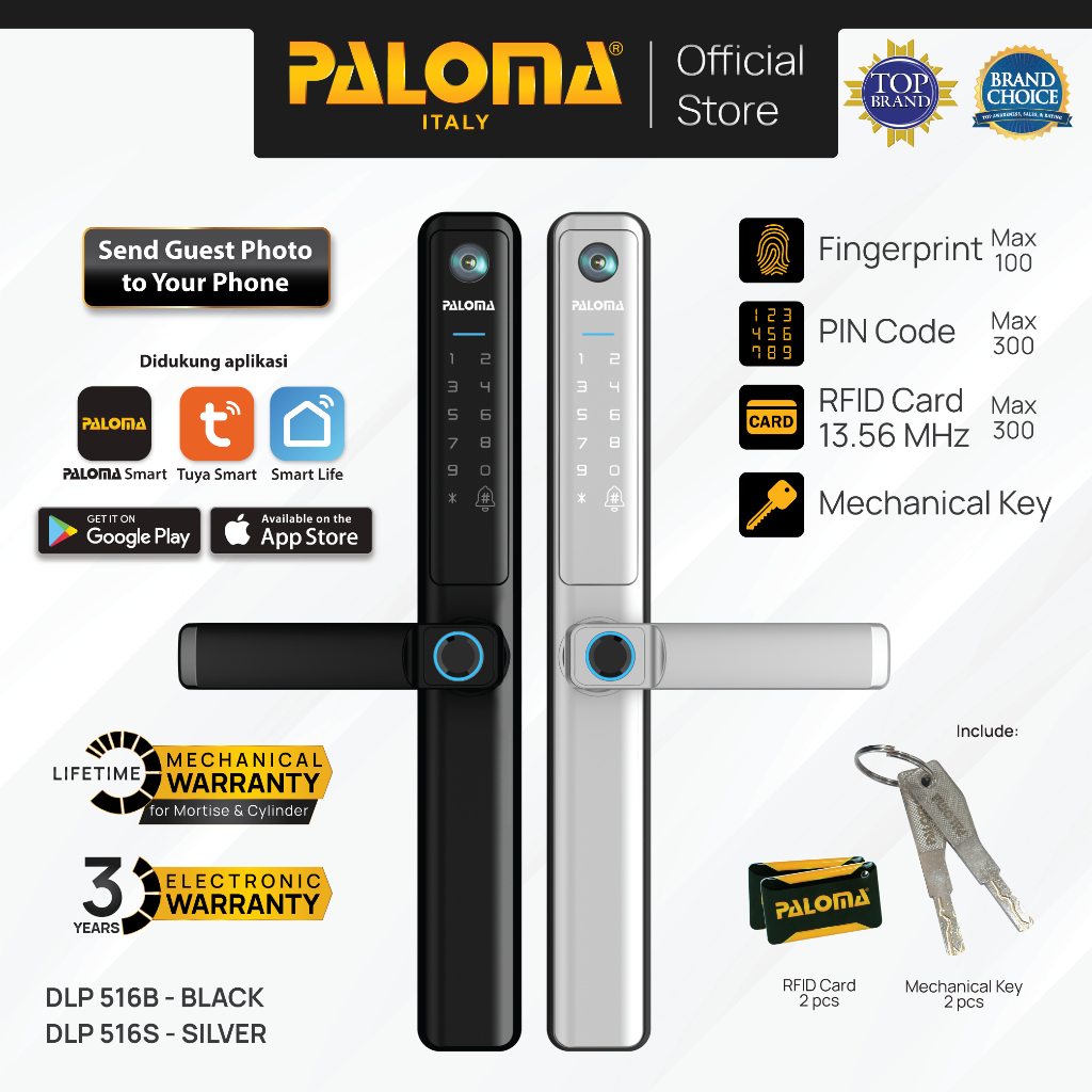 Jual PALOMA Smart Lock Kunci Pintu Digital Slim Door Frame Aluminium ...