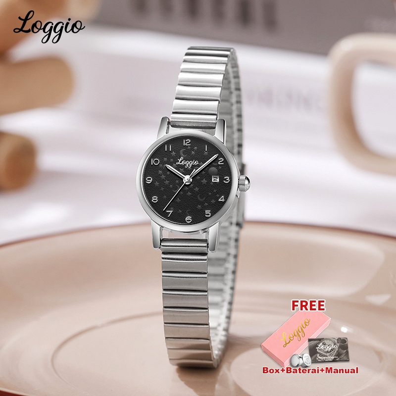Jual Loggio Jam Tangan Wanita Kecil Rantai Kekinian Bulat Strap Woman ...
