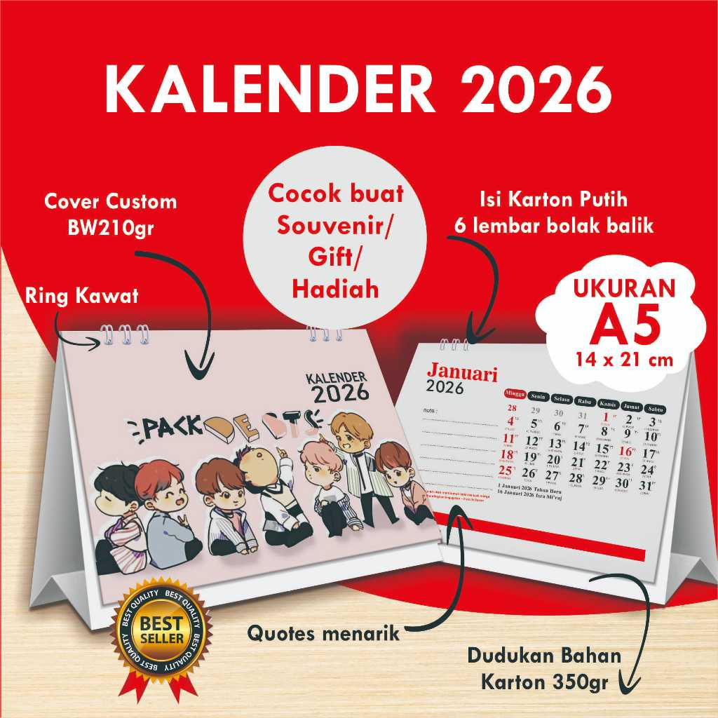 Jual KALENDER 2026 A5 KALENDER KERJA 2026 KALENDER MEJA 2026 CUSTOM ...