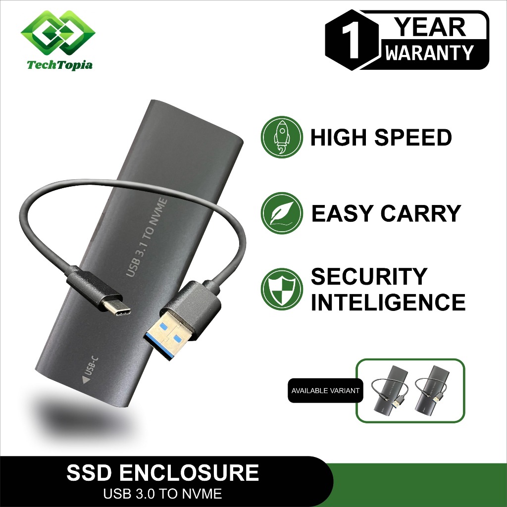 Jual TechTopia Casing SSD NVMe NGFF USB 3.1 Type-C Enclosure Eksternal M.2 SATA & NVMe High ...