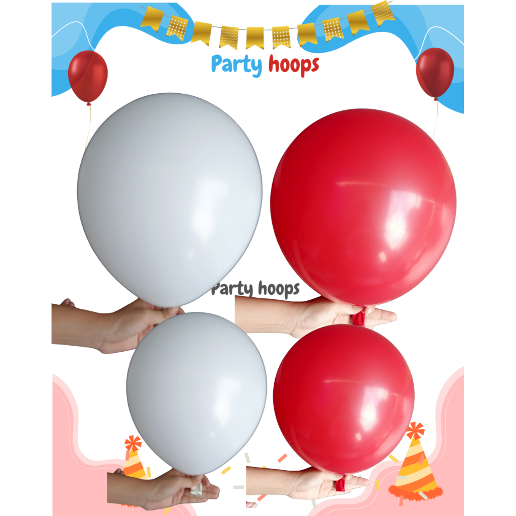 Jual Balon Doff 12 Inch Balon Latex Retro Matte Balon Merah Putih 17 ...